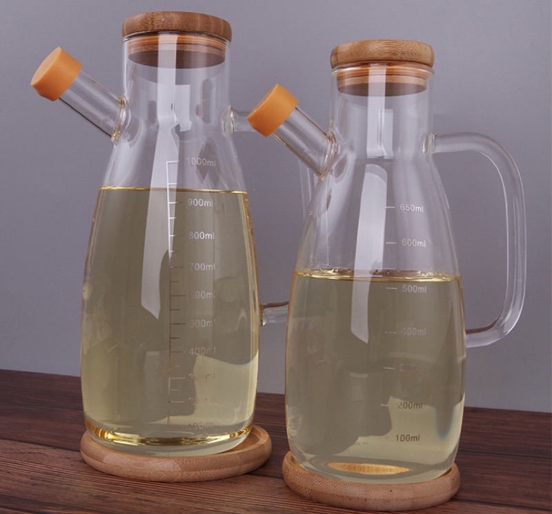 Glass Oil Dispenser Cooking Oil Measure Bottle Vinegar Soy Sauce 1L ...