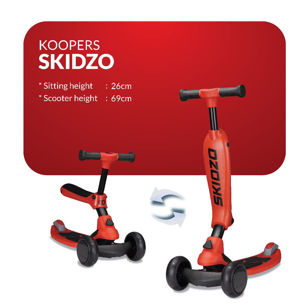 Koopers Skidzo 2-in-1 Ride on Scooter: Kickboard to Scooting Mode | LED ...