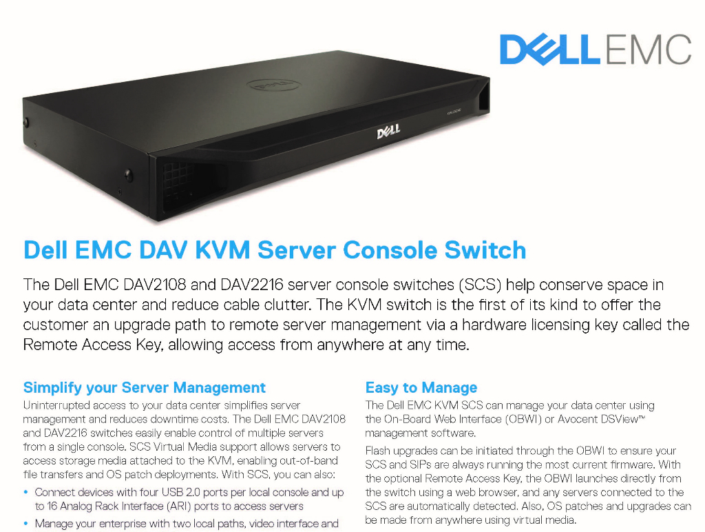 Dell DAV2108 8-port Analog Upgradeable to Digital KVM Switch With 1 ...