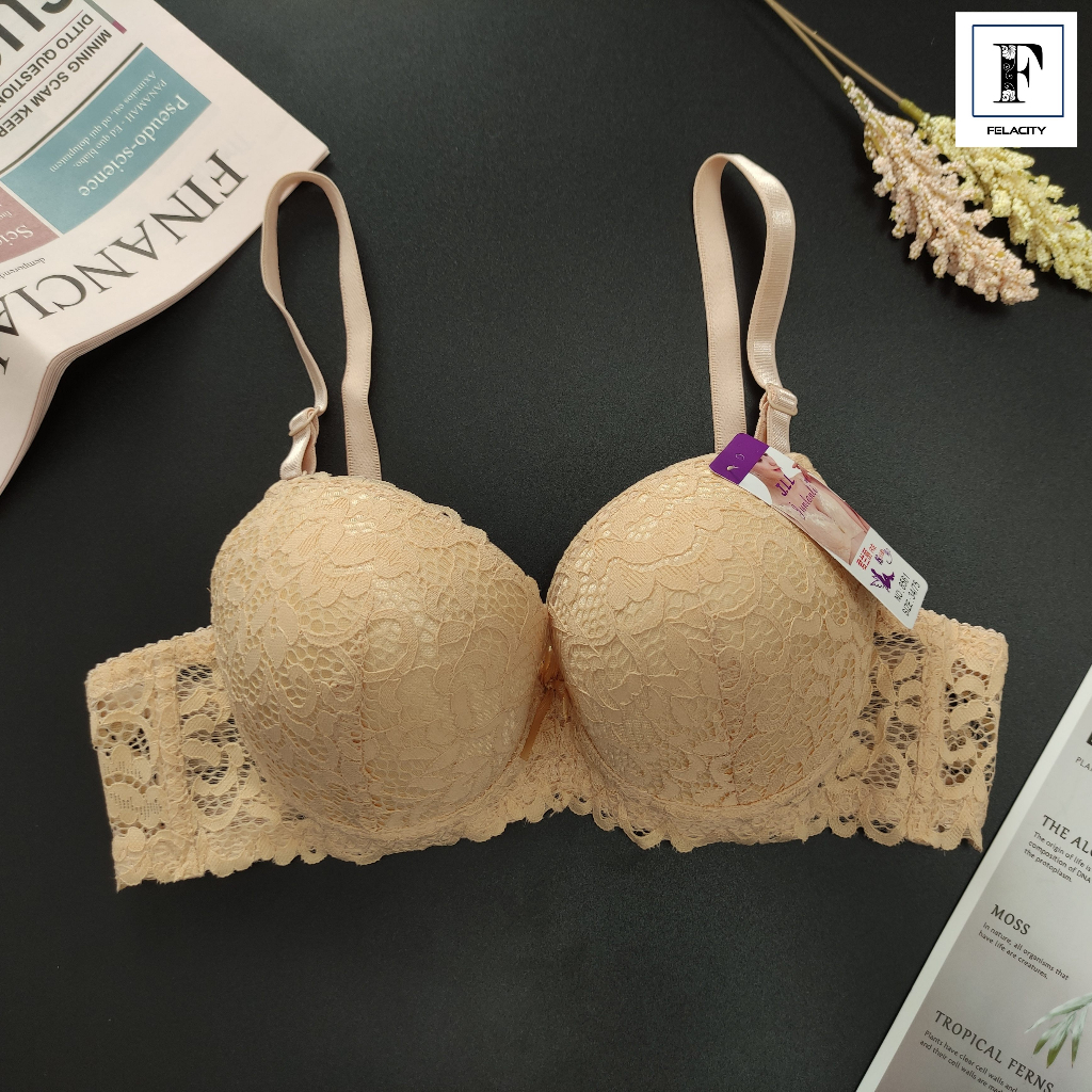 Women Bra Lace Wired Thick Push Up Sponge Cup AB Baju Dalam Wanita ...