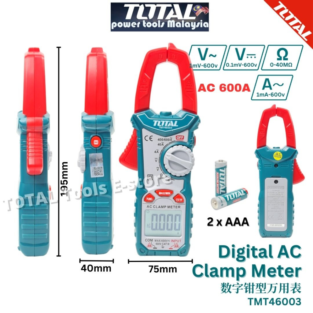 [DIS] - TOTAL Digital AC Clamp Meter AC 600A 数字钳型万用表 - TMT46003 ...