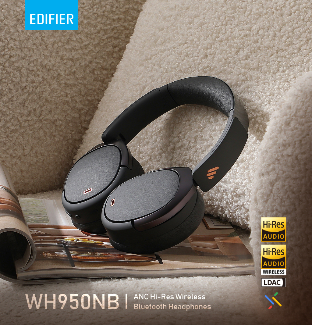 Edifier WH950NB Hi-Res Audio Wireless Hybrid Active Noise Cancellation Over-Ear Headphones ...