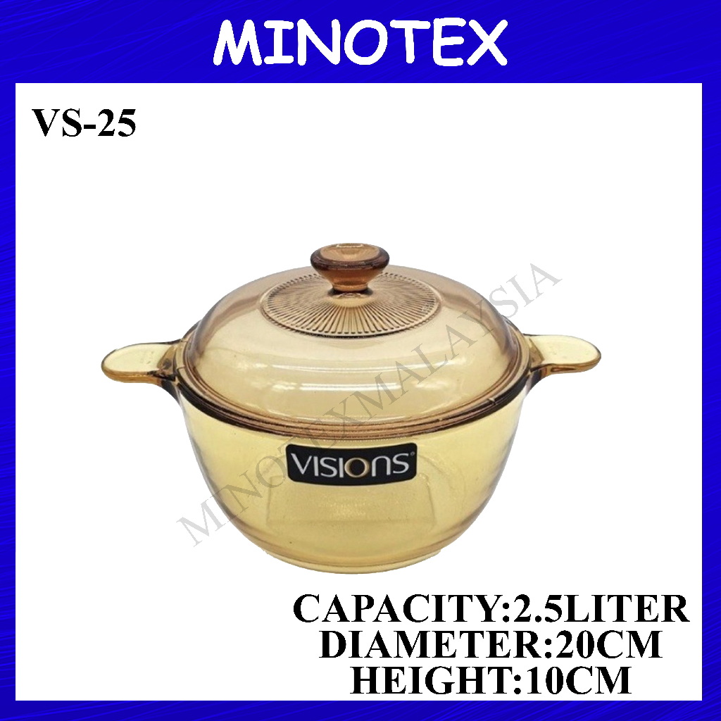 Visions Loose Set 0.8L/1.25L/2.25L/3.25L Casserole Versa Pot Casserole ...