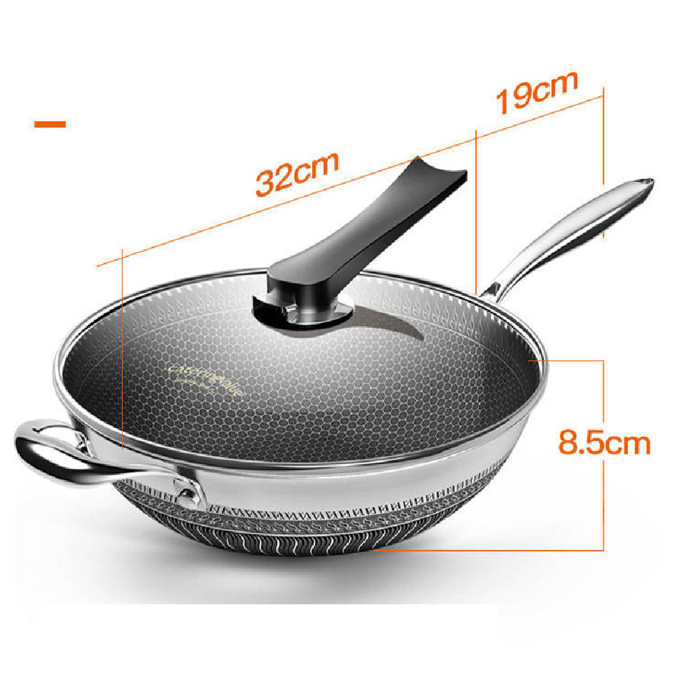 Swiss Thomas Non-stick Pan with Lid Wok 316 Stainless Steel Kuali ...