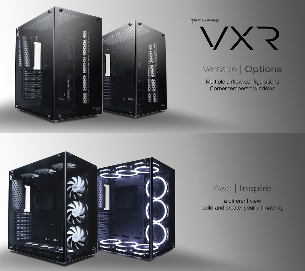 TECWARE VXL Dual Chamber / VXR TG ATX Gaming Case Chasis (BLACK / WHITE ...