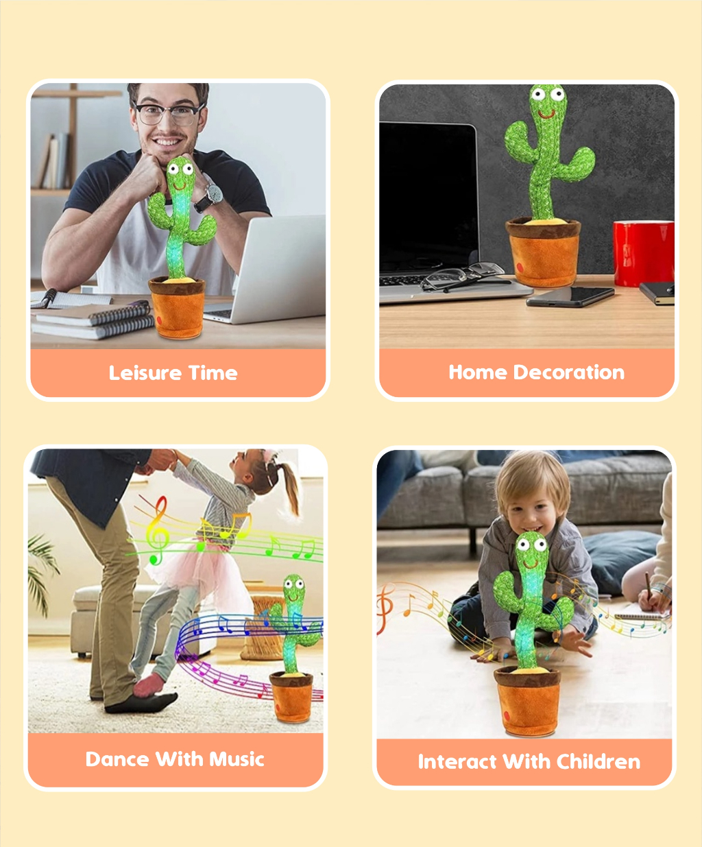Dancing Cactus Toy (120 songs) Plush Cactus Talk Cactus Dance Toy ...