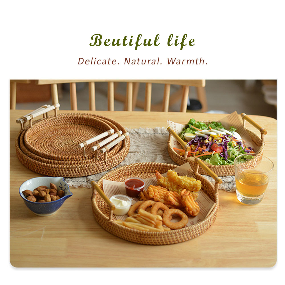 RAYA PROMOTION! 22/24/28cm Dulang Rotan Murah Rattan Tray Food Serving ...