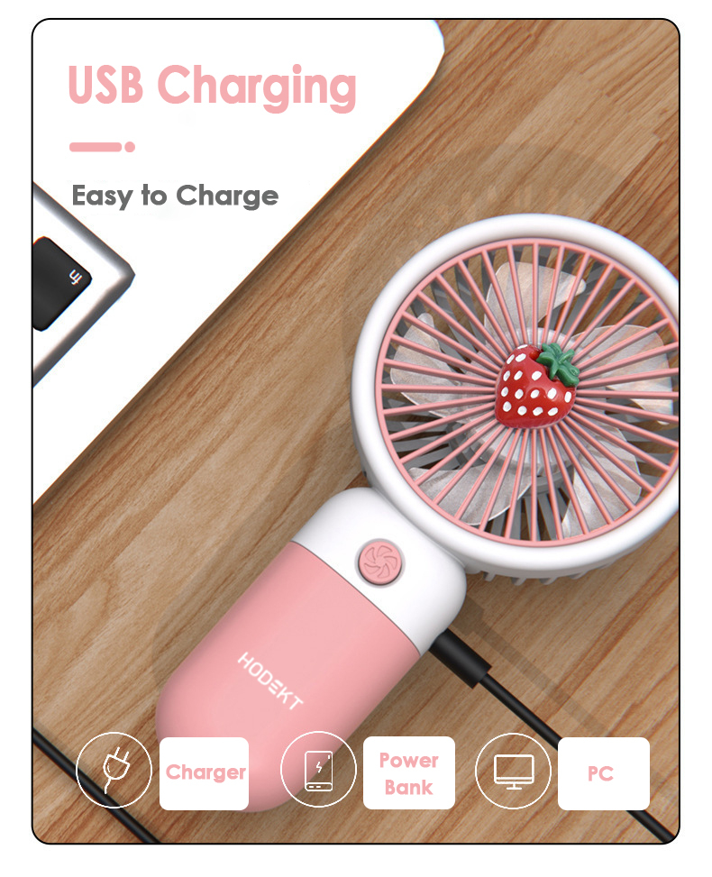 HODEKT Kipas Mini Fan Portable Hand Table Mini Clip Fan USB Charge ...