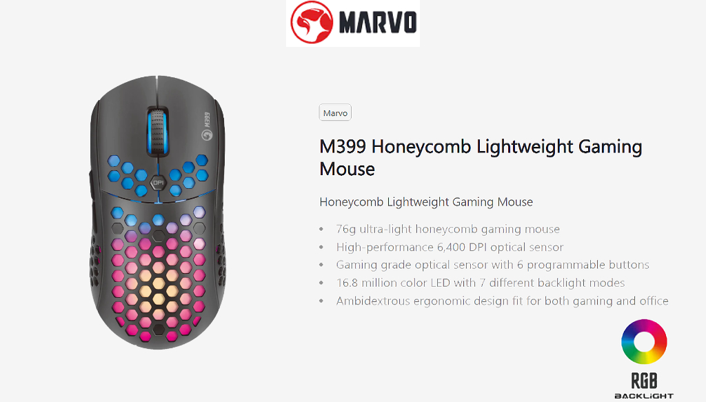 Marvo M399 Wired Mouse 6400 DPI Gaming Mouse | Shopee Malaysia