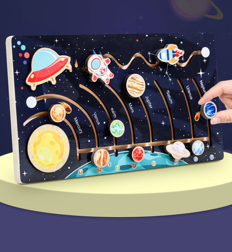 Wooden Solar System Planets Board Educational Children Kids Toy ...