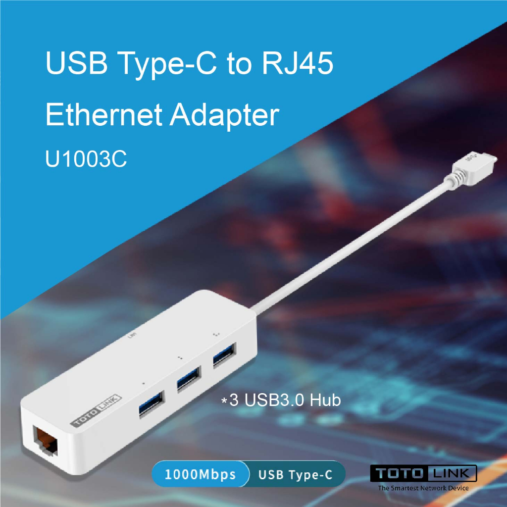 TOTOLINK U100/U1000/U1000C/U1003C USB 2.0/3.0/Type C to RJ45 Ethernet Adapter/with USB Hub ...