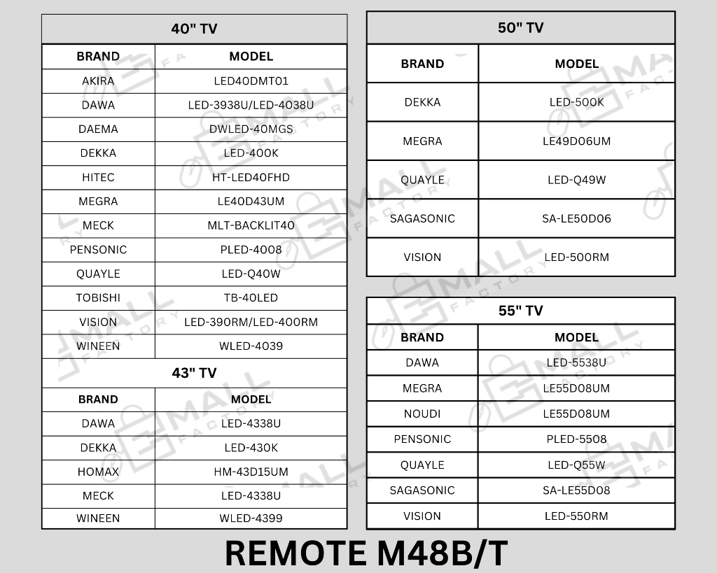 REMOTE TV LCD LED OEM MULTI BRAND Remote Control Television HITEC MEGRA ...