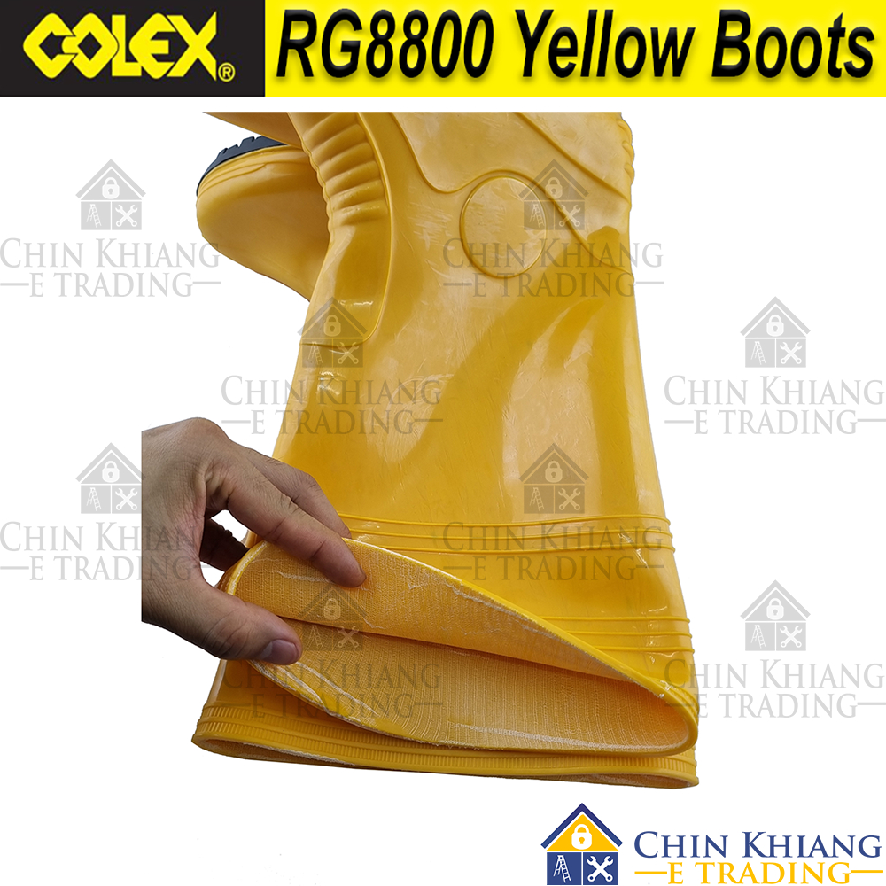 Colex RG-8800 Yellow Safety Rain Boots 14" Height Plastic Kasut Kuning ...
