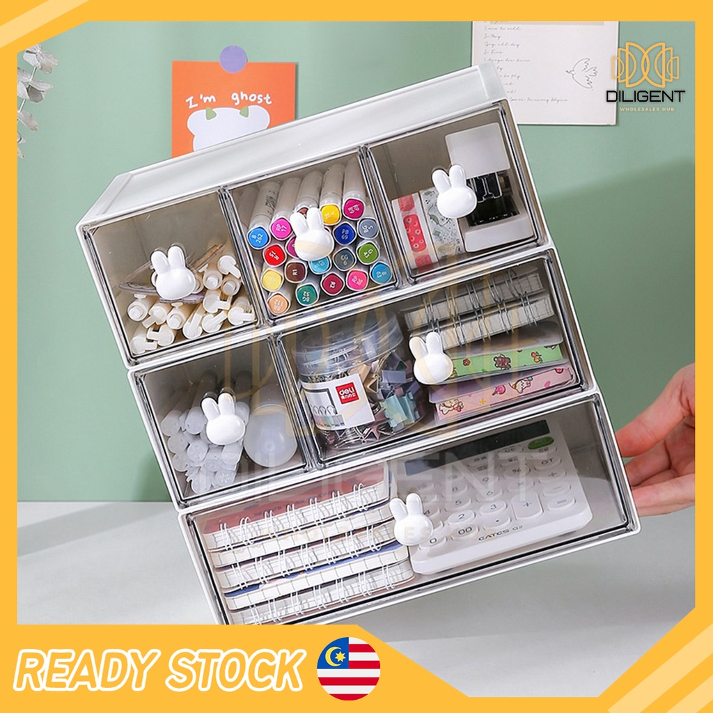 【D217】Kotak Penyimpanan Laci Tumpukan Gaya Lucu Large Capacity ...