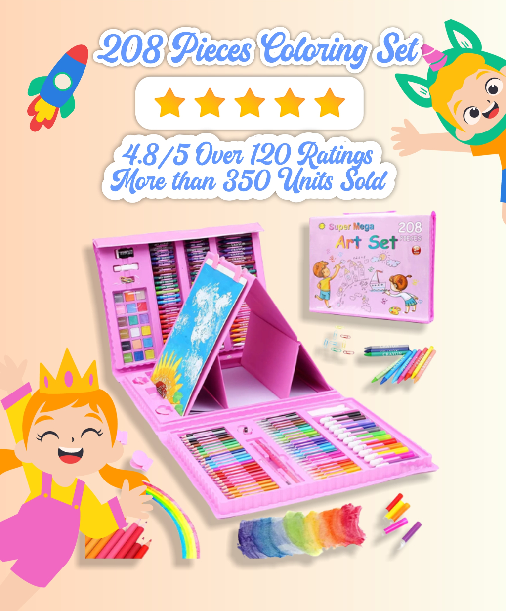 86/208pcs Kids Painting Set Colour Crayon Drawing Art Set for Kids ...
