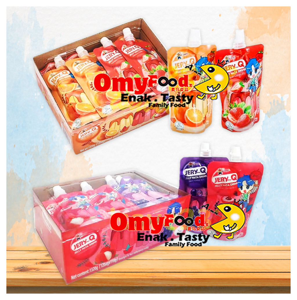 110g x 12bag (1box) Jery~Q Jelly Nata Drink [Orange + Strawberry / Lychee + Grape][OmyFood ...