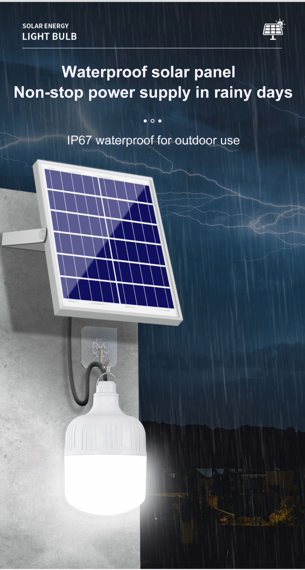 20000W Solar Light Bulb Outdoor Portable Solar Led Bulb Charged Garden ...