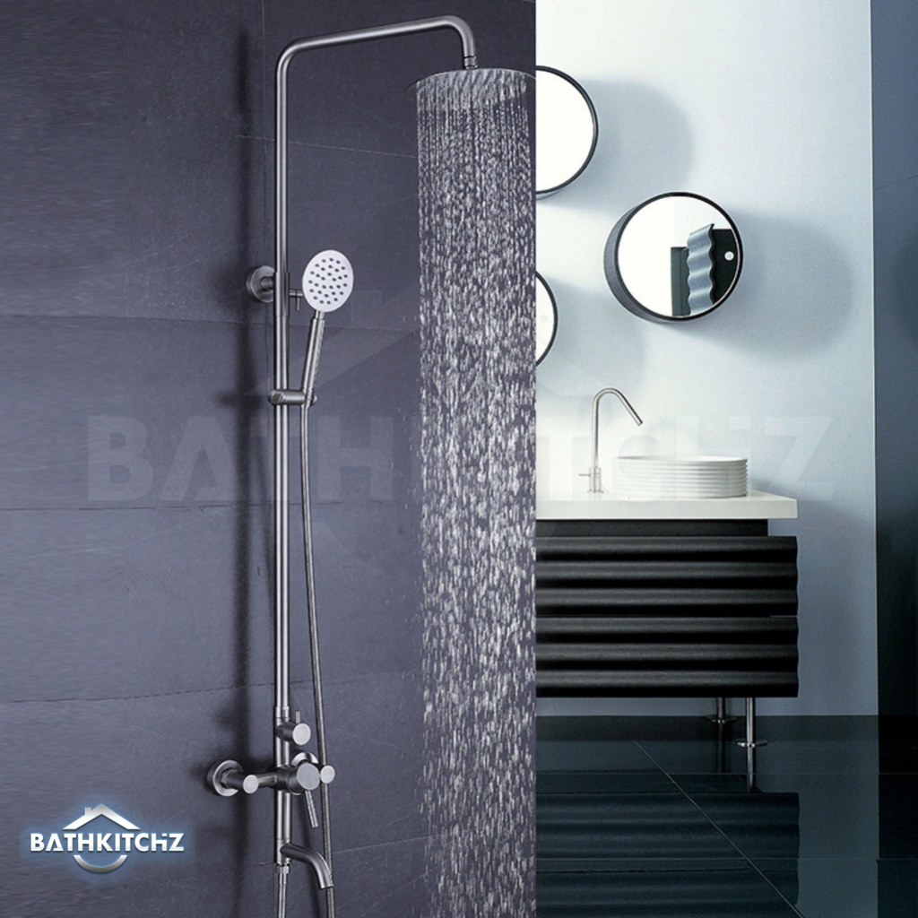 BATHKITCHZ 304 Stainless Steel 3 in 1 Bathroom Rainfall Shower Faucet ...
