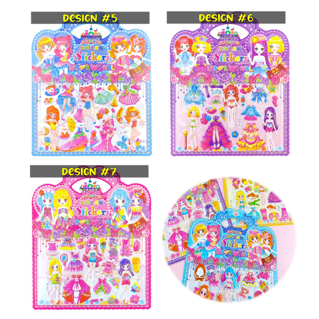 Kids Dress up puffy stickers girls princess theme stickers 3D cartoon ...