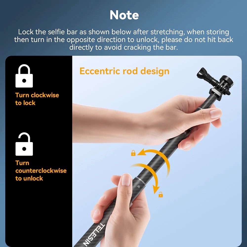 TELESIN 120cm Carbon Fiber Invisible Selfie Stick for Insta360 ONE X3 ...
