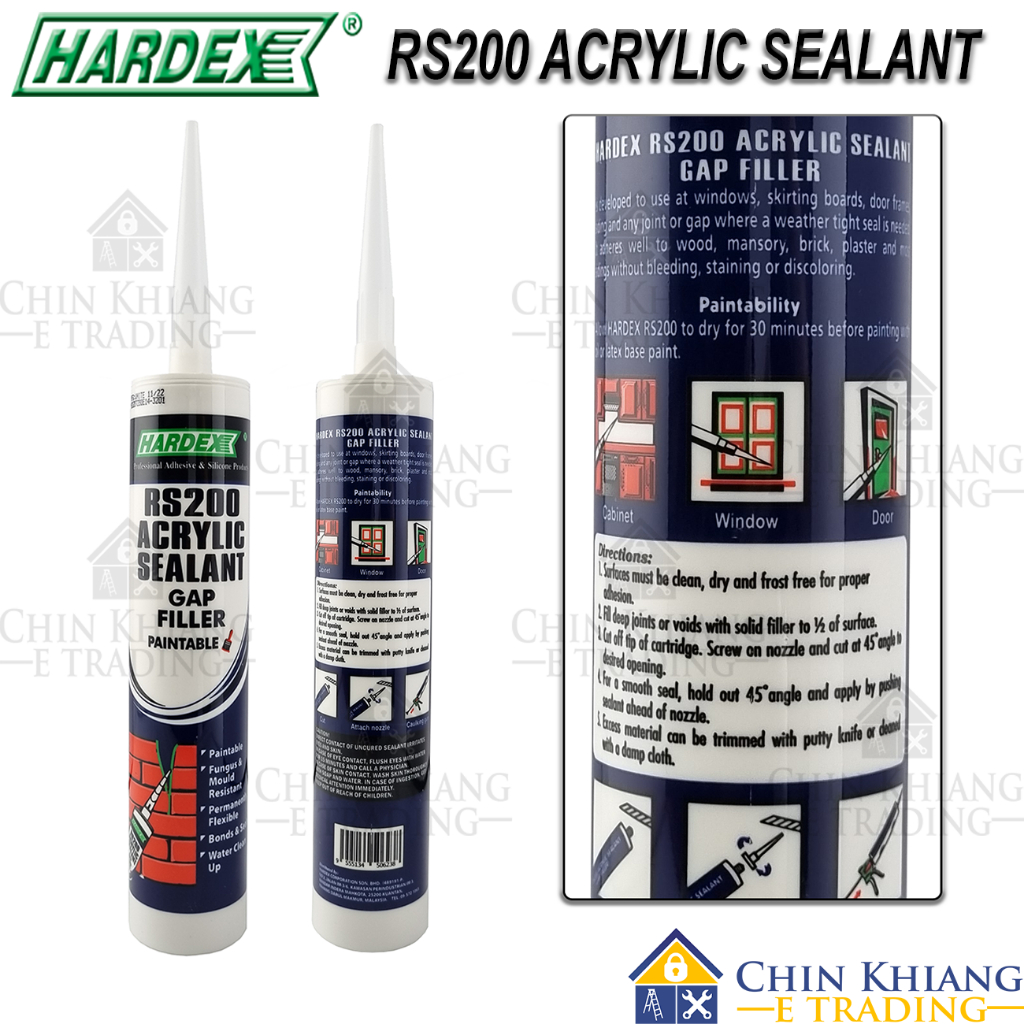 HARDEX Acryllic Sealant Gap Filler Paintable Silicone White 450g RS200 | Shopee Malaysia