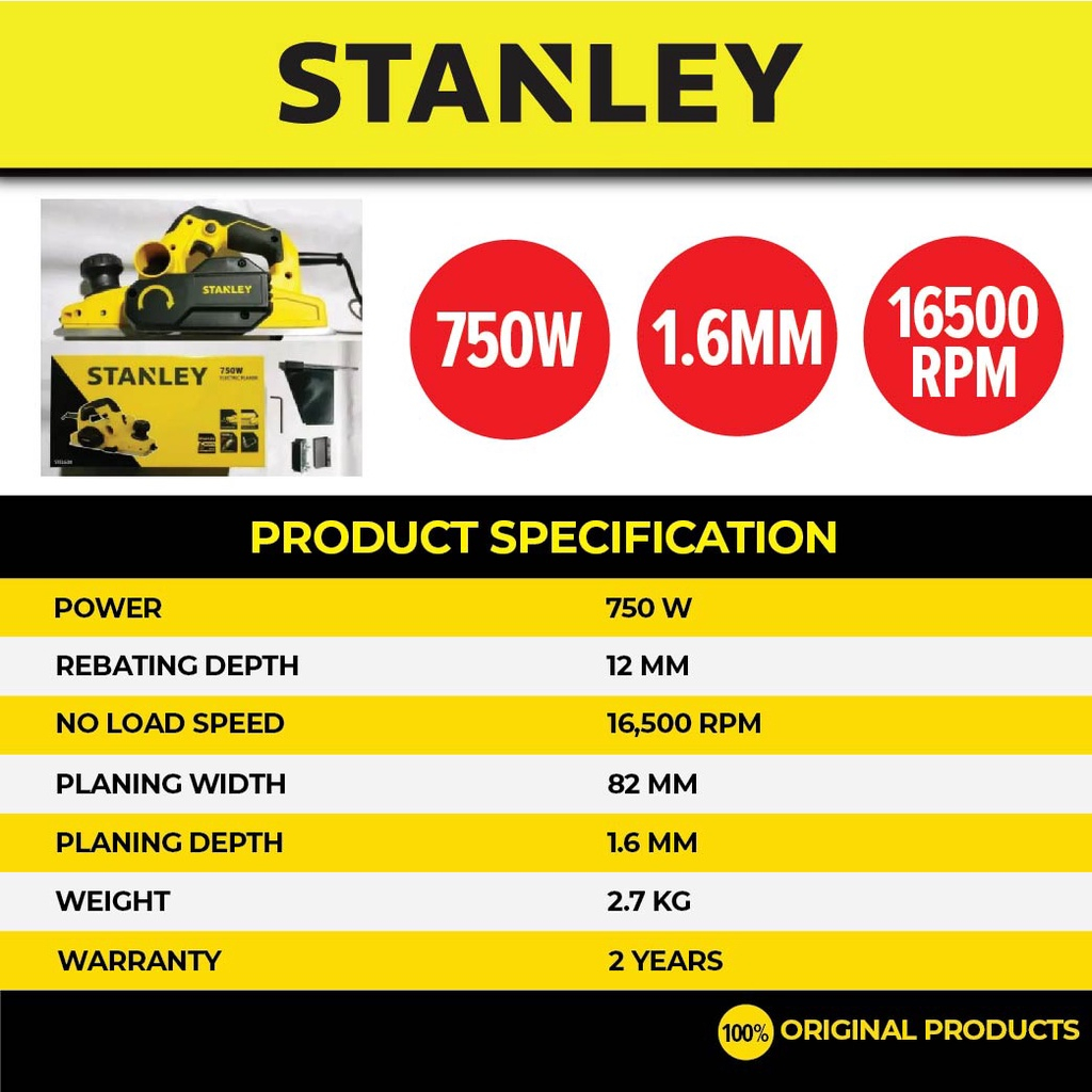 Stanley Wood Planer Machine STEL630 2mm Planner Woodworking Carpenter ...