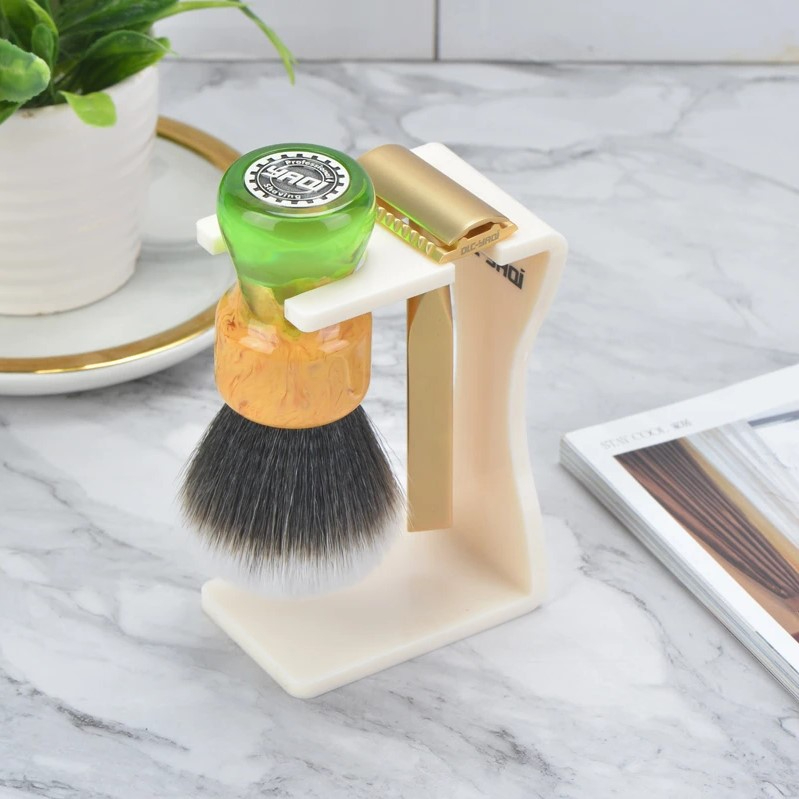 Yaqi plastic shaving brush and safety razor stand (black/white ...