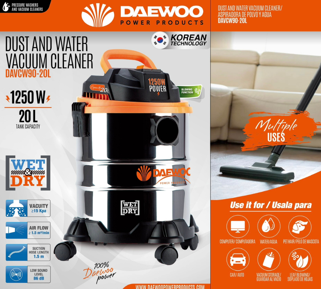 MYDIYHOMEDEPOT - DAEWOO VACUUM CLEANER 15L 20L 30L WET AND DRY 1200W ...