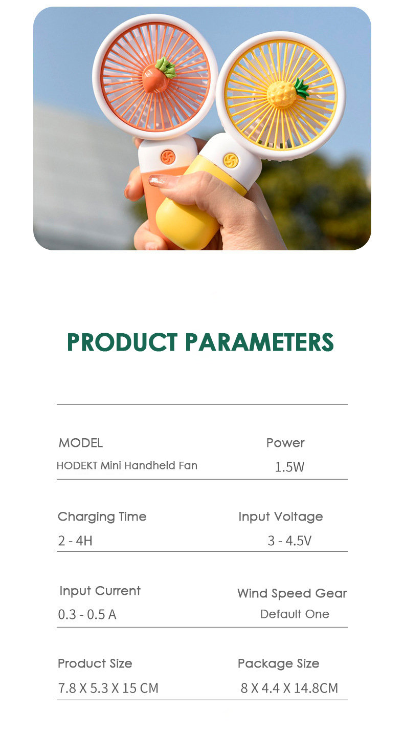 HODEKT Kipas Mini Fan Portable Hand Table Mini Clip Fan USB Charge ...