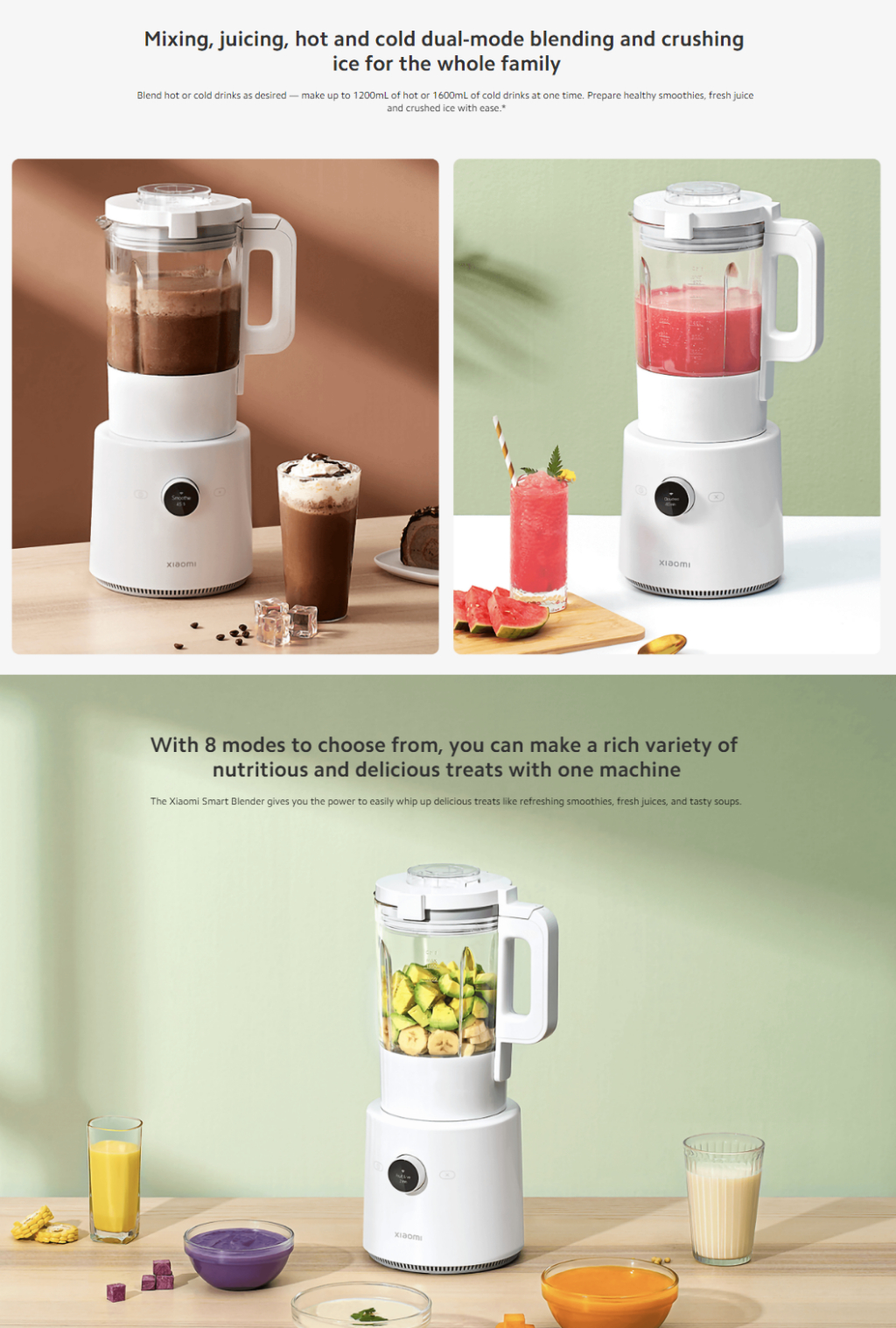 Xiaomi Mijia Smart Blender 1000W High Speed Juice Mixer 8 Gear Upright ...