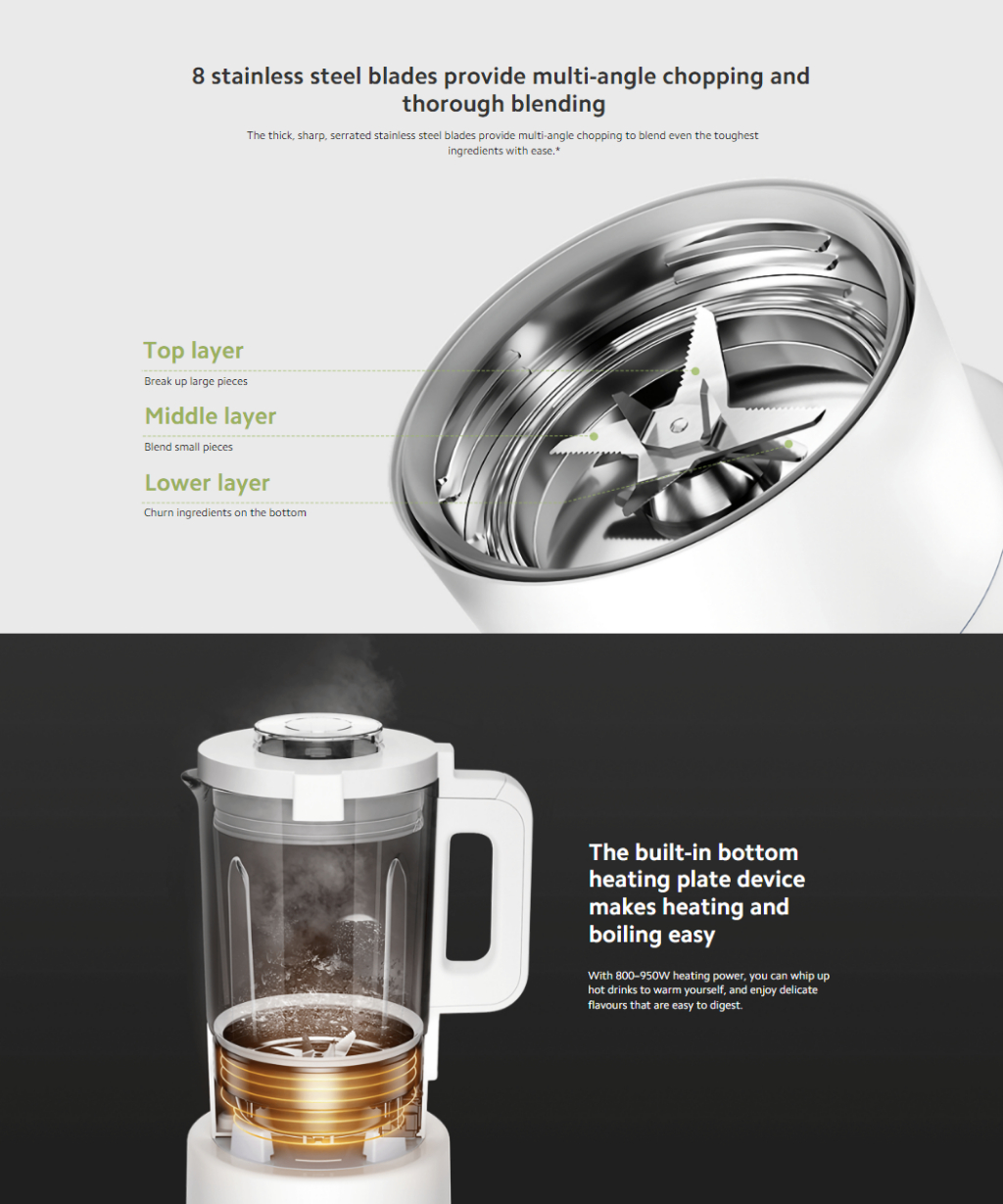 Xiaomi Mijia Smart Blender 1000W High Speed Juice Mixer 8 Gear Upright ...