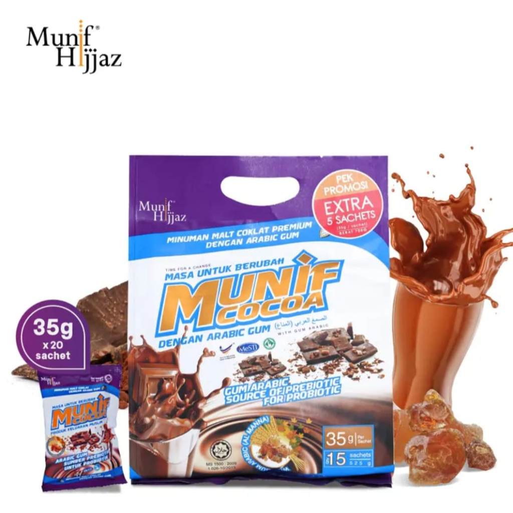 Munif Hijjaz Munif Cocoa Arabic Gum Pouch Bag (20 sachet x 35g ...