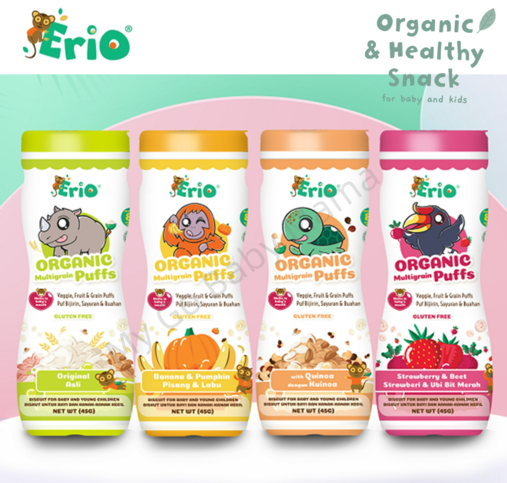 Erio Organic Multigrain Puffs 45g/pc Erio Freezy Yogi 30g/pack Halal ...
