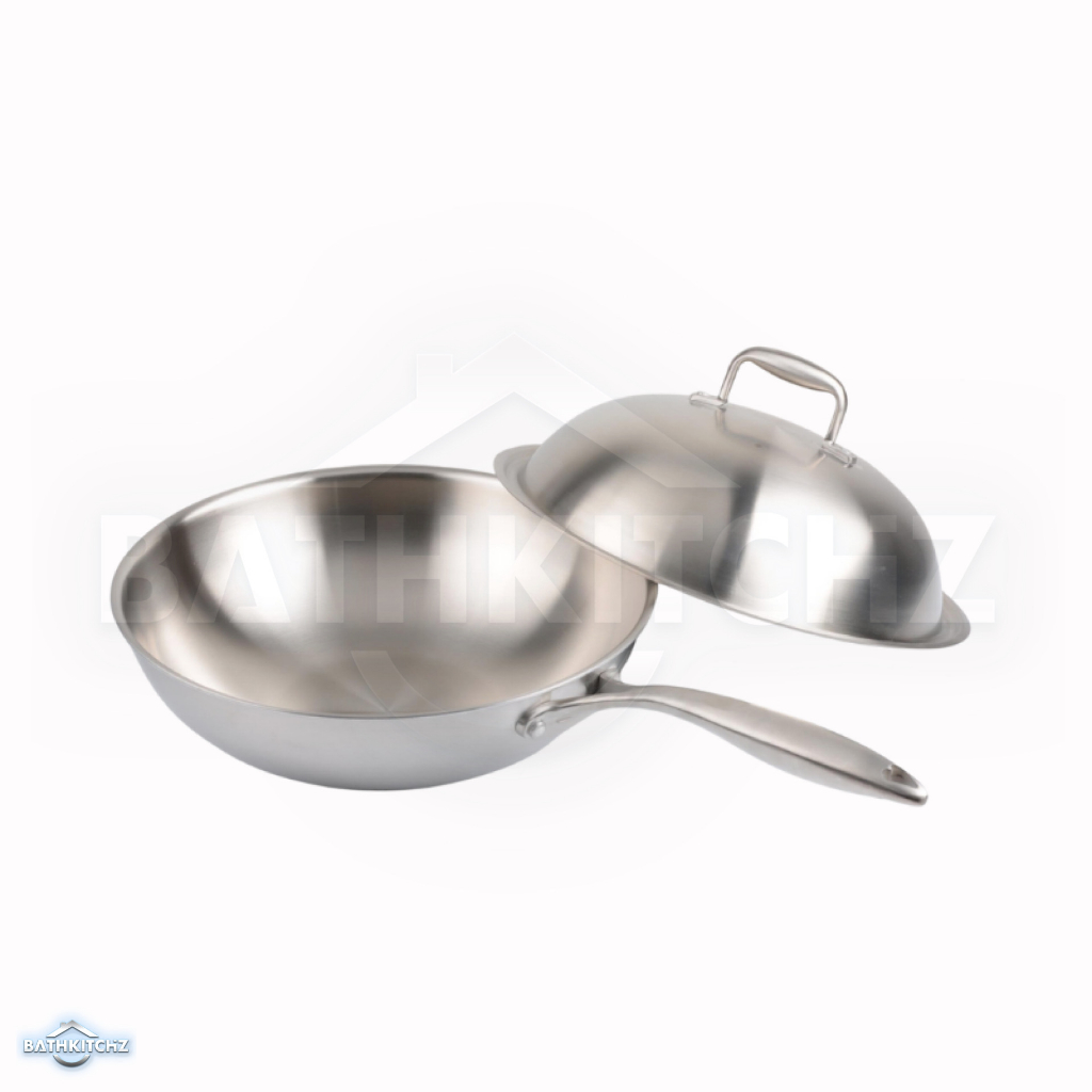 BATHKITCHZ Fully SUS 304 Wok 32/34cm Woks Kitchenware Solid 304 ...