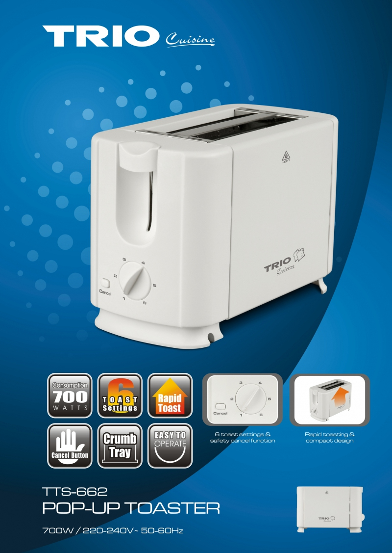 Pensonic/ Cornell/ Trio 2 Slices Bread Toaster PT-928 PT-929 AK-3N CT ...