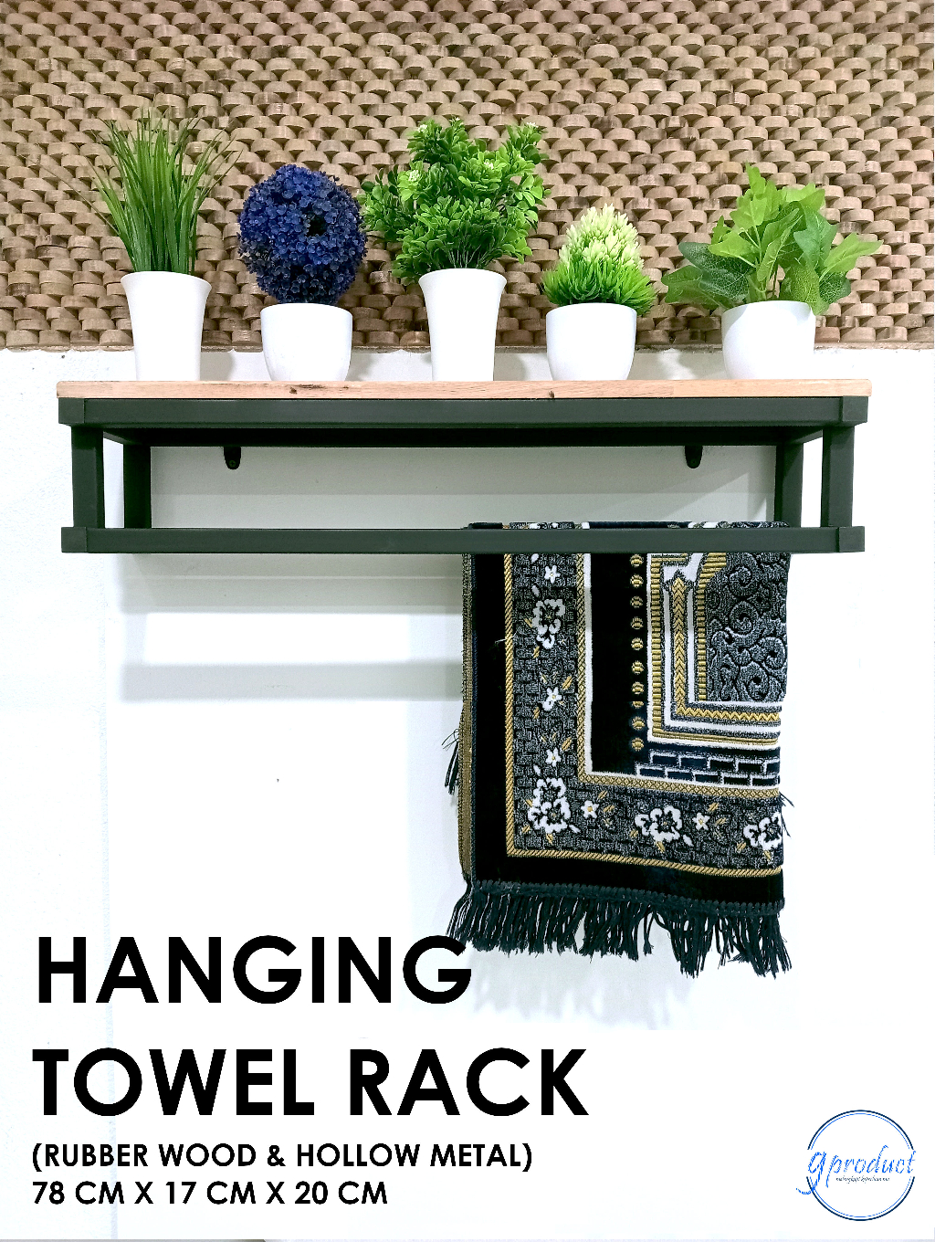 WALLMOUNT TOWEL RACK | HANGING | RAK TUALA | METAL AND WOOD | BESI DAN ...