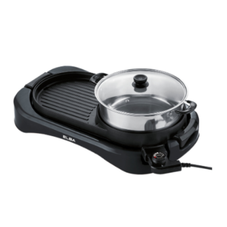 ELBA 2 in 1 Hot Pot & BBQ Griller Grill Plate and Stainless Steel Pot ...
