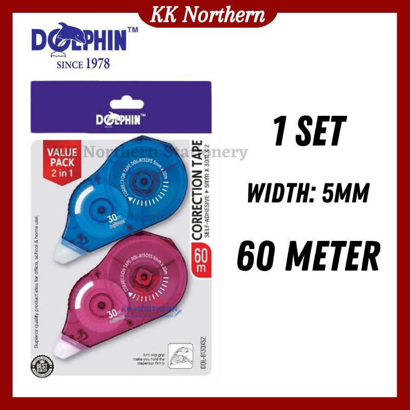 Dolphin Correction Tape 2in1 Value Pack 48meter / 60meter (2's/Blister ...