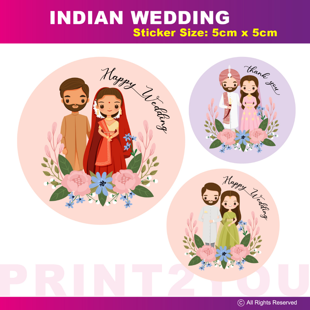 | 5CM | 100PCS | INDIAN WEDDING STICKER | Shopee Malaysia