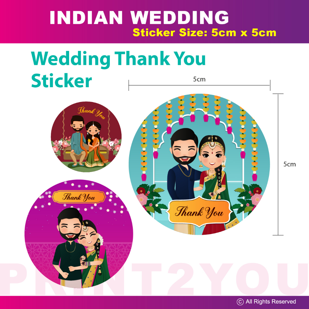 | 5CM | 100PCS | INDIAN WEDDING STICKER | Shopee Malaysia