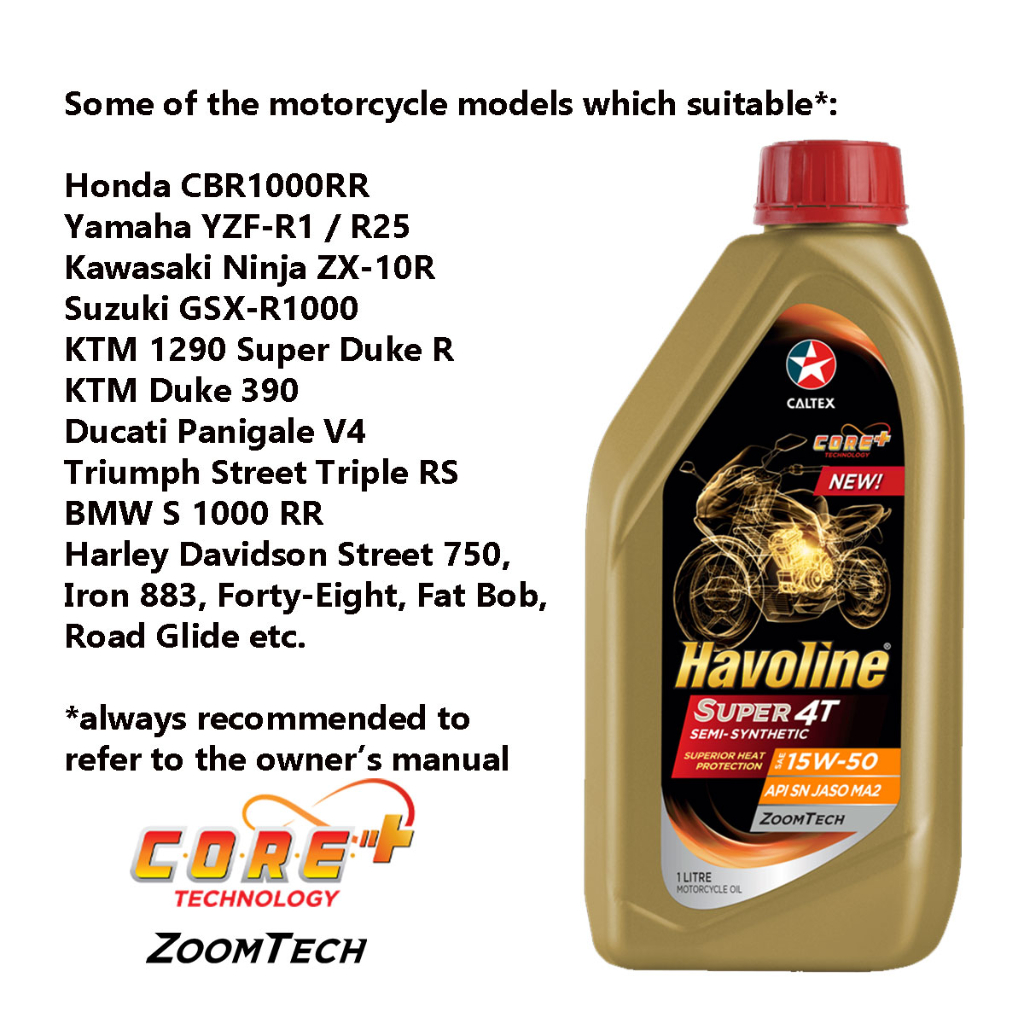 Caltex Havoline Super 4T Semi Synthetic Motorcycle Oil (1L) 15W50 ...
