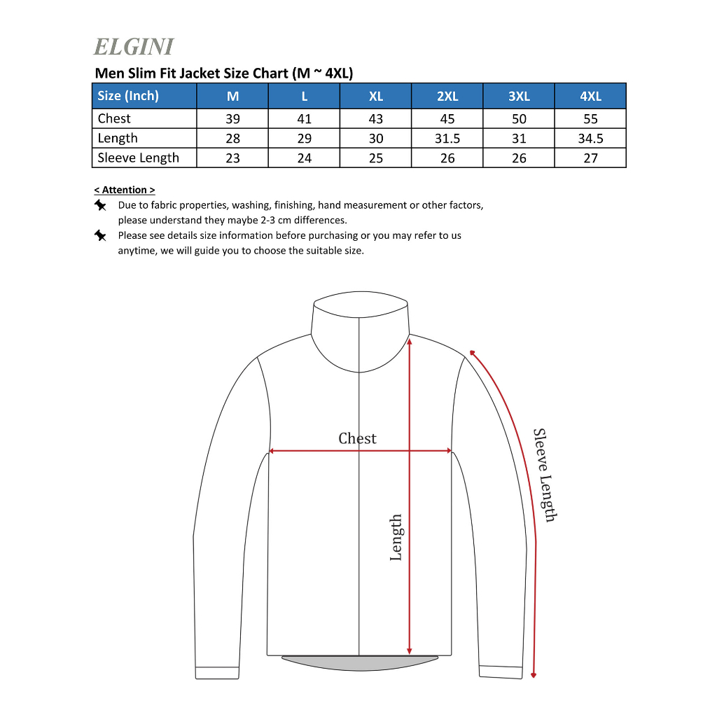 ELGINI E16032 Jaket Slim-Fit S-XXL | Slim-Fit Jacket | Shopee Malaysia