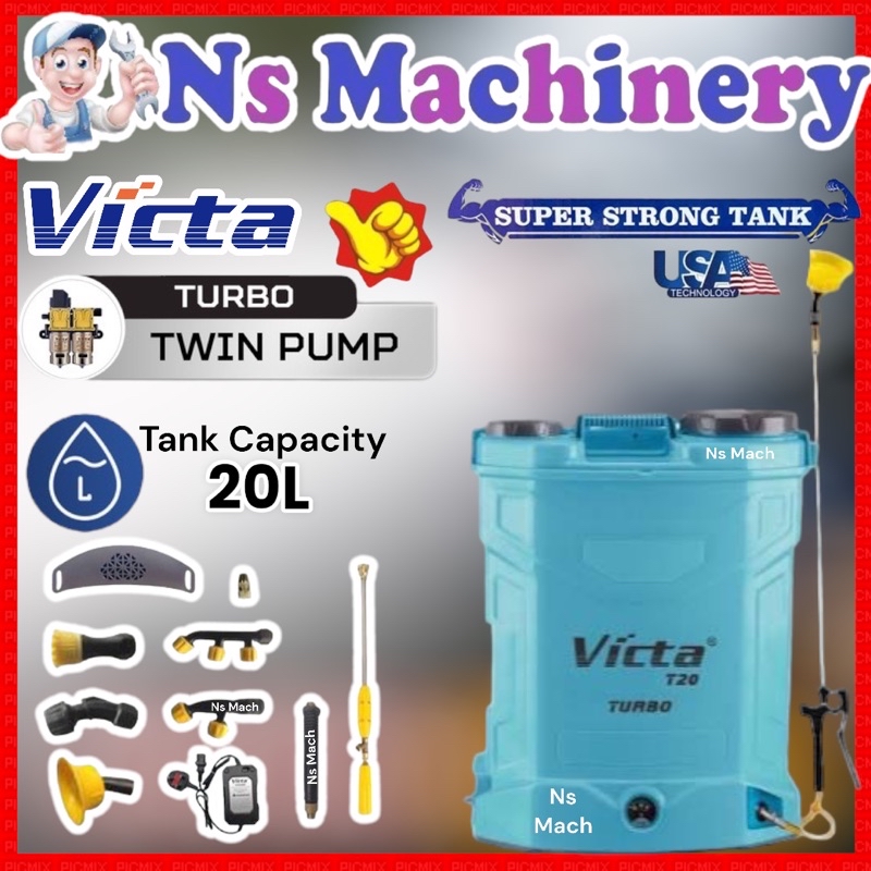 Double Pump Victa T20 Twin Pump Turbo Battery Knapsack Sprayer 20 Litres Powerful And Heavy Duty ...