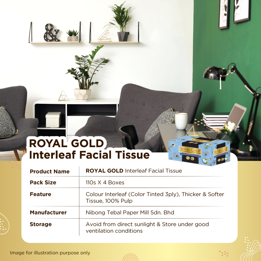 Royal Gold Interleaf Box Facial Tissue 3 PLY (110's x 4) x 3 Packets ...