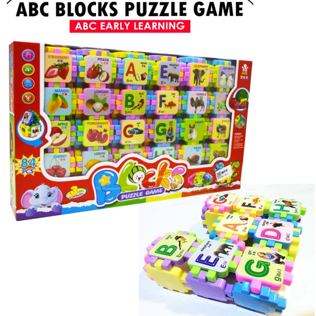 Big Set of Educational Kids Toys Fun ABC Building Blocks ABC Alphabet ...