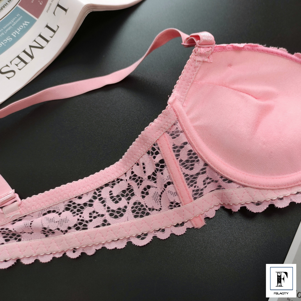 Women Bra Lace Wired Thick Push Up Sponge Cup AB Baju Dalam Wanita ...