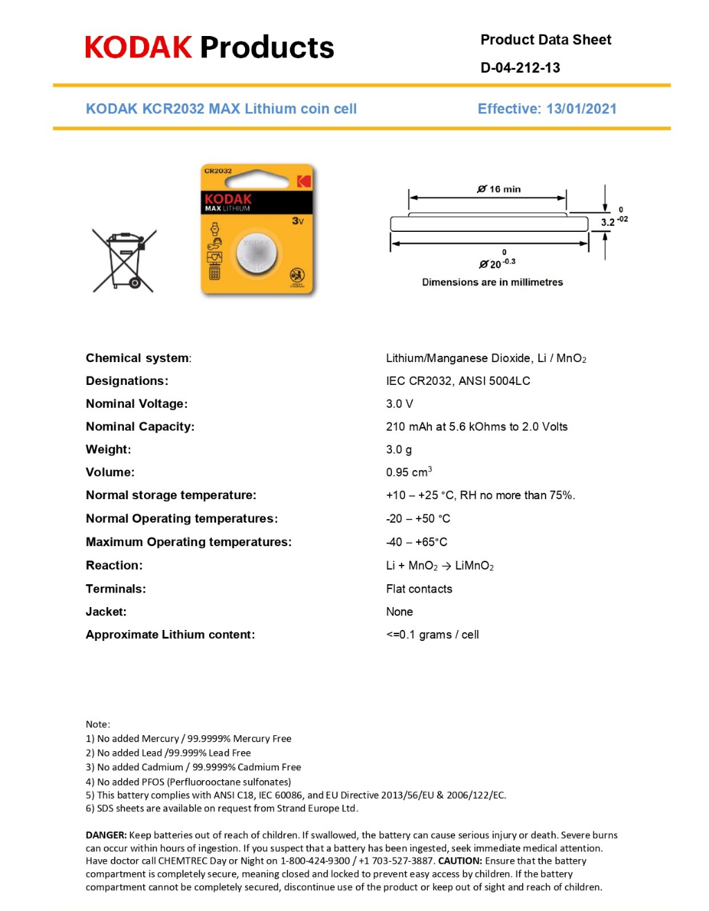 KODAK CR2032 / CR2032x2 MAX Lithium Coin Cell with 3V Size for Watches ...
