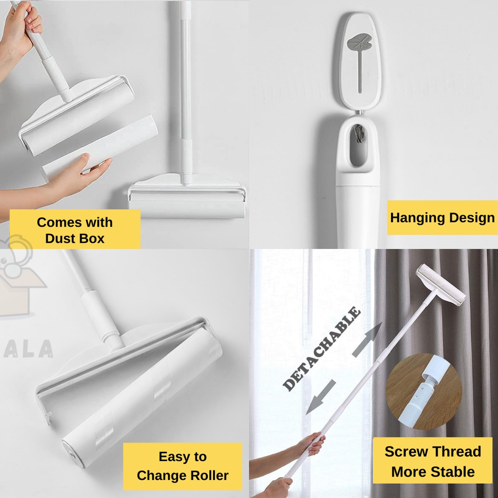 Long Pole Sticky Roller Mop Dust Sticky Remover Sticky Lint Roller for ...