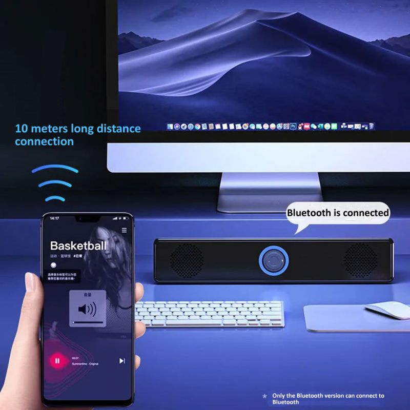 Mini Speaker Bluetooth PC Computer Desktop Soundbar Audio USB Laptop ...