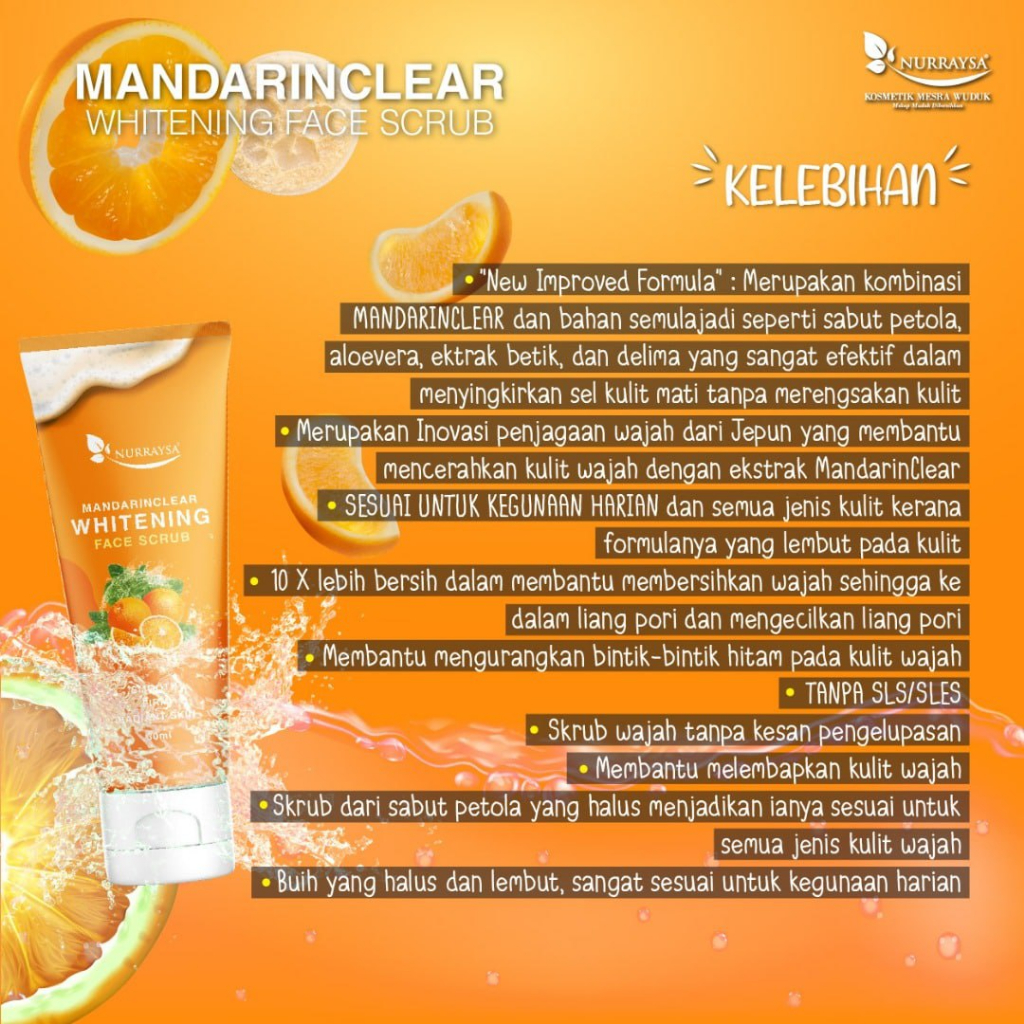Original Nurraysa Whitening Face Scrub MandarinClear Gel Pencuci Muka ...